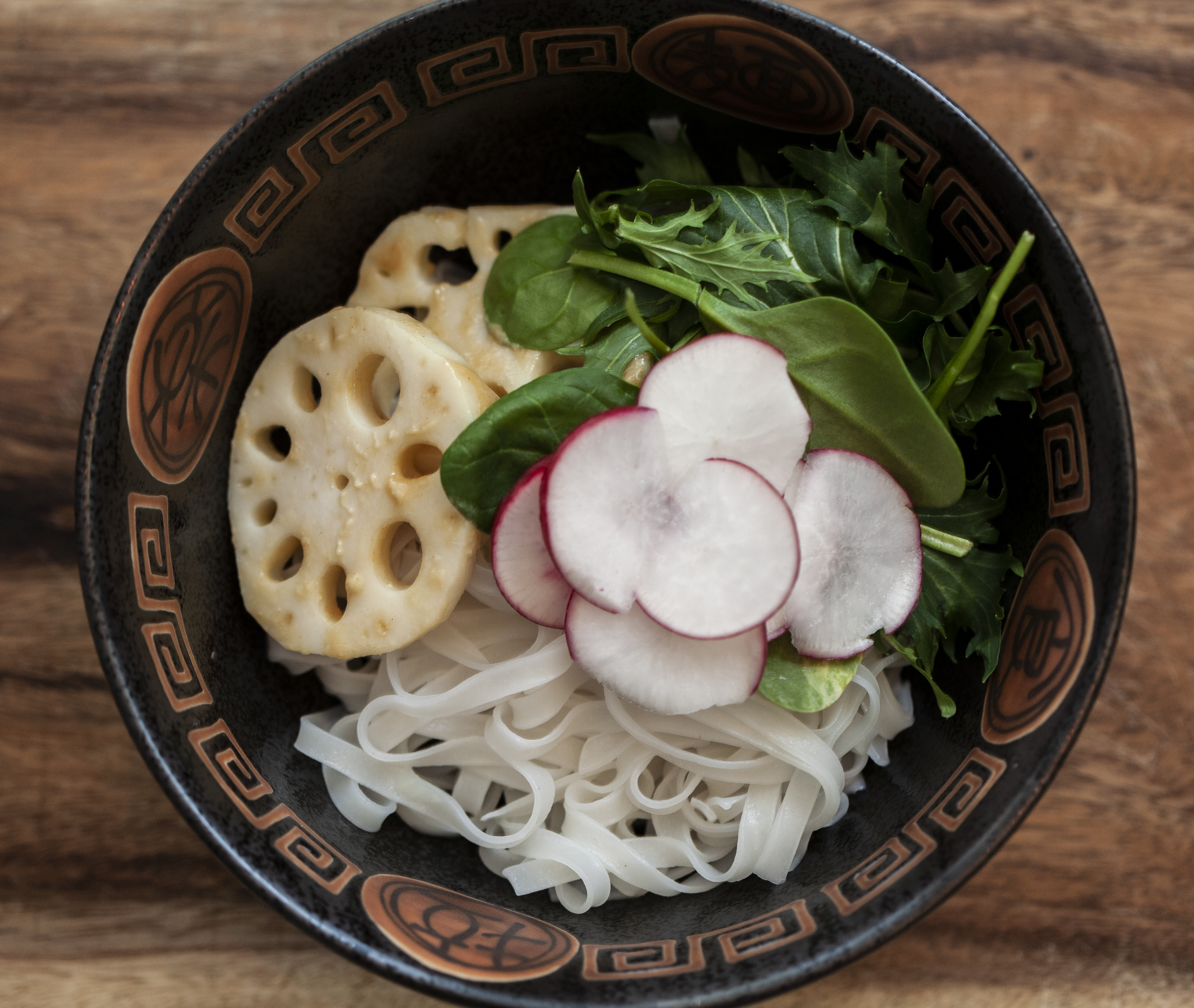Rice Noodles with Peanut-Miso Glazed Lotus Root and Wasabi Dressing ...