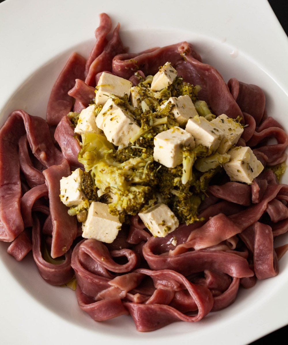 Beet Pasta With Tofu Feta – Plant and Pine